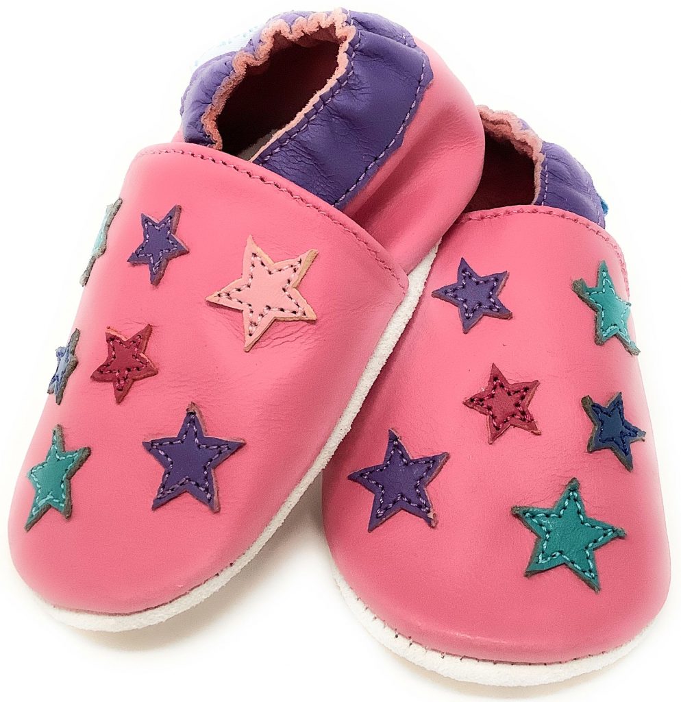 Pink Little Stars - Soft Leather Baby Shoes - Minifeet