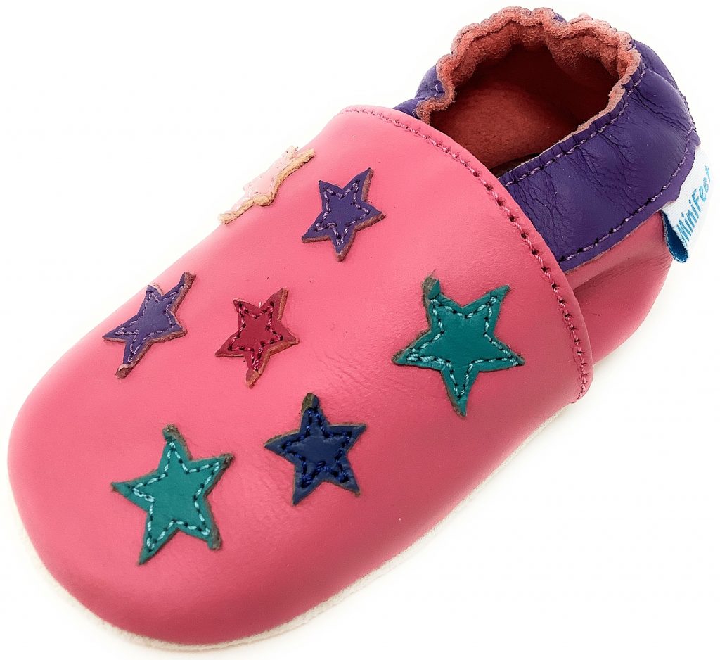 Pink Little Stars - Soft Leather Baby Shoes - Minifeet