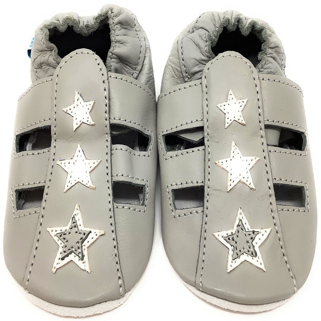 Grey Trainer - Soft Leather Baby Shoes - Minifeet