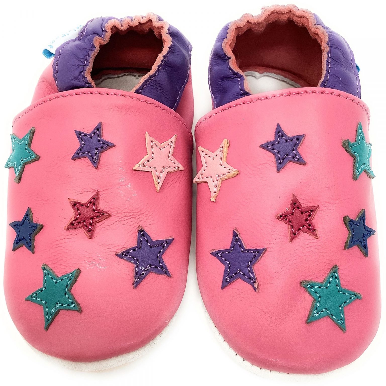 Pink Little Stars - Soft Leather Baby Shoes - Minifeet